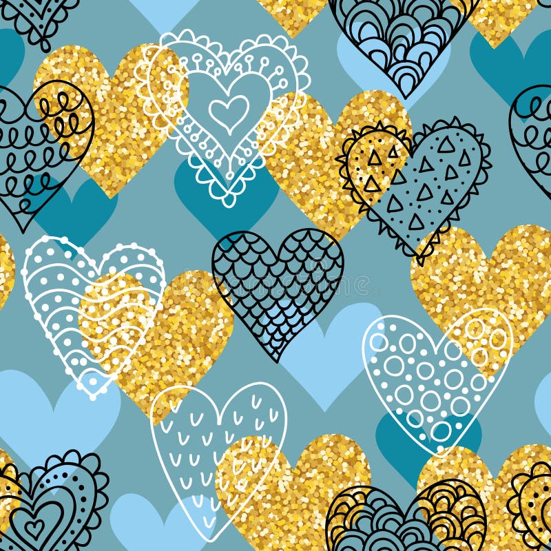Seamless Pattern with Hearts Stock Vector - Illustration of elements ...