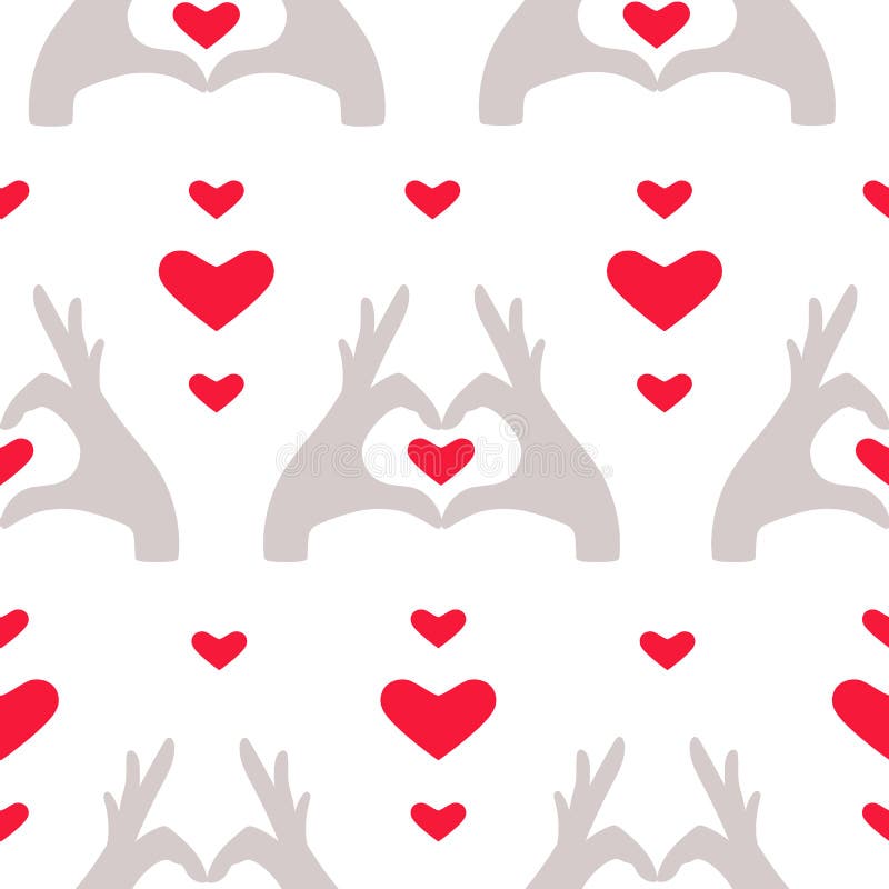 Seamless Pattern with Hearts. Hands Holding a Heart. Vector Stock ...