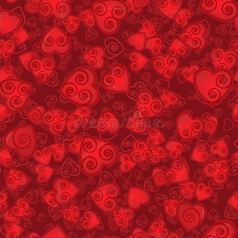 Seamless Pattern of Hearts, with the Spiral Inside the Contours Stock ...