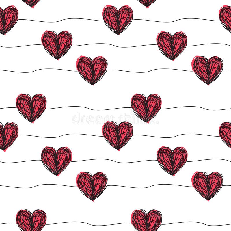 Seamless Pattern with Hearts and Stripes Stock Illustration ...