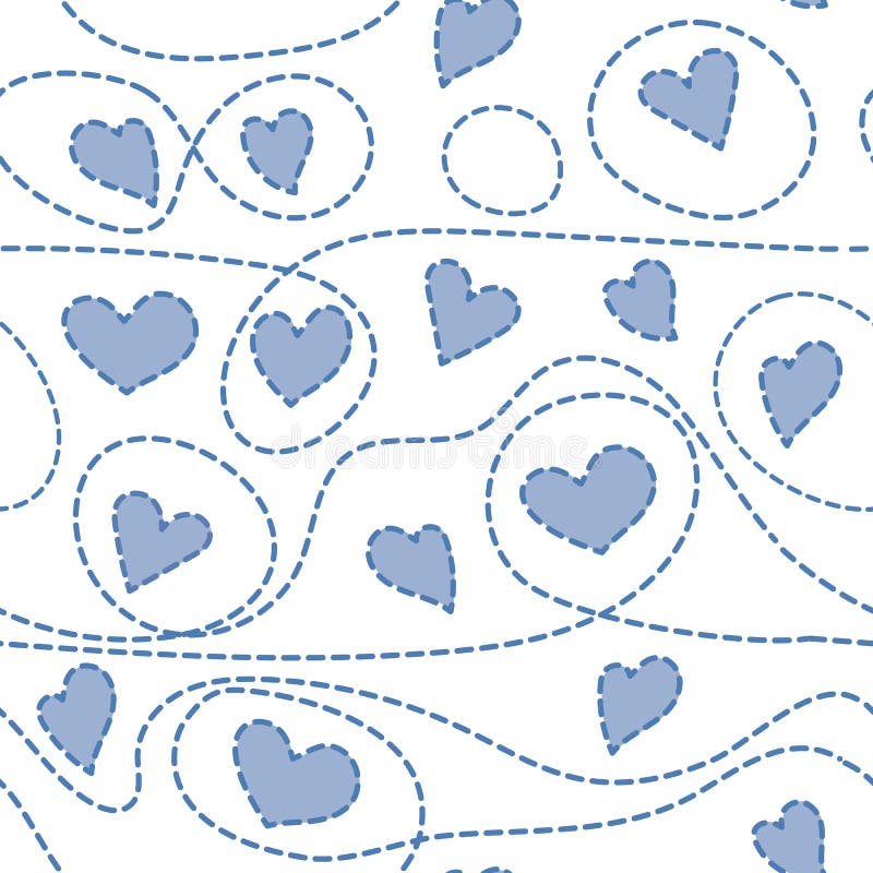 Seamless Pattern with Hearts and Thread Interweaving, Imitation of ...