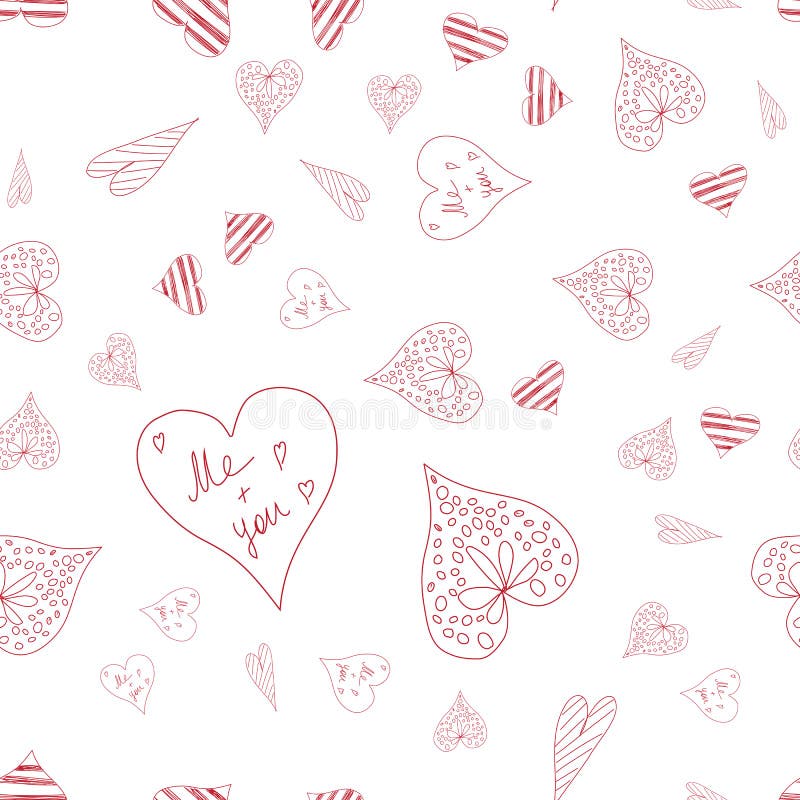 Seamless Pattern with Hearts on White Stock Vector - Illustration of ...