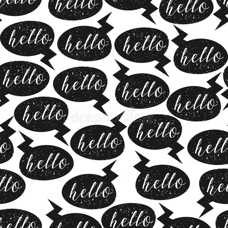 Seamless Pattern with Hello Speech Bubbles. Vector Stock Illustration ...