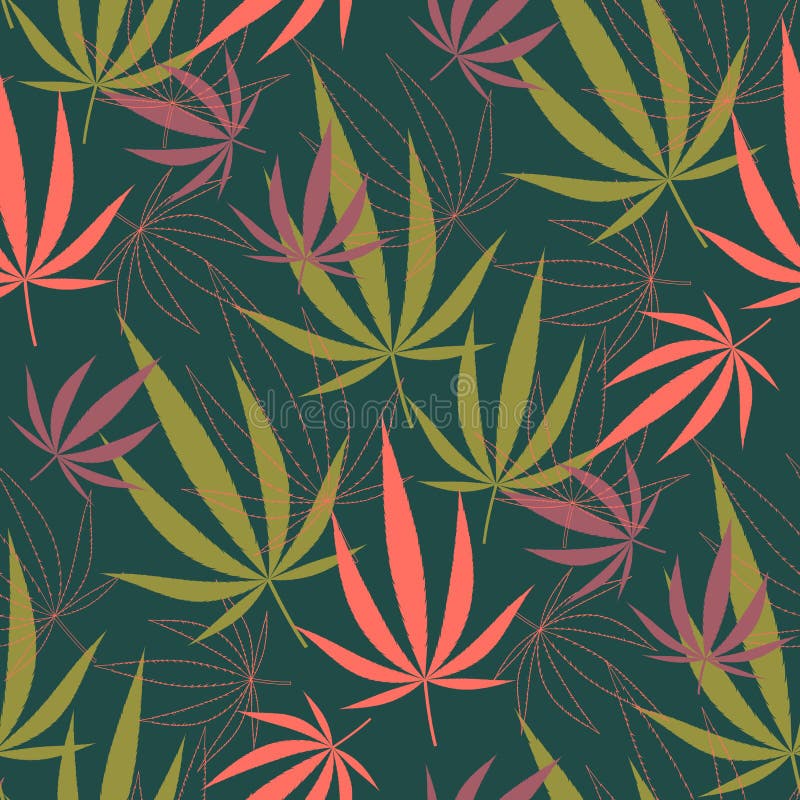 Seamless Pattern with Hemp Leaves. Stock Stock Illustration ...