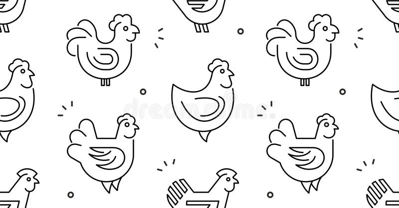 Seamless Pattern with Hens, Chickens Stock Vector - Illustration of ...
