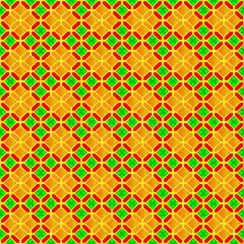 Seamless Pattern Hexagon and Square with Green Red and Gold Color Stock ...