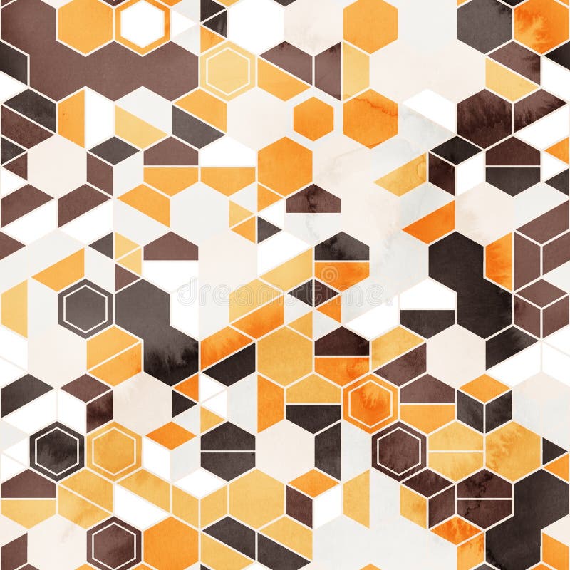 Seamless Pattern of Hexagons in Random Colors in Watercolor Stock ...