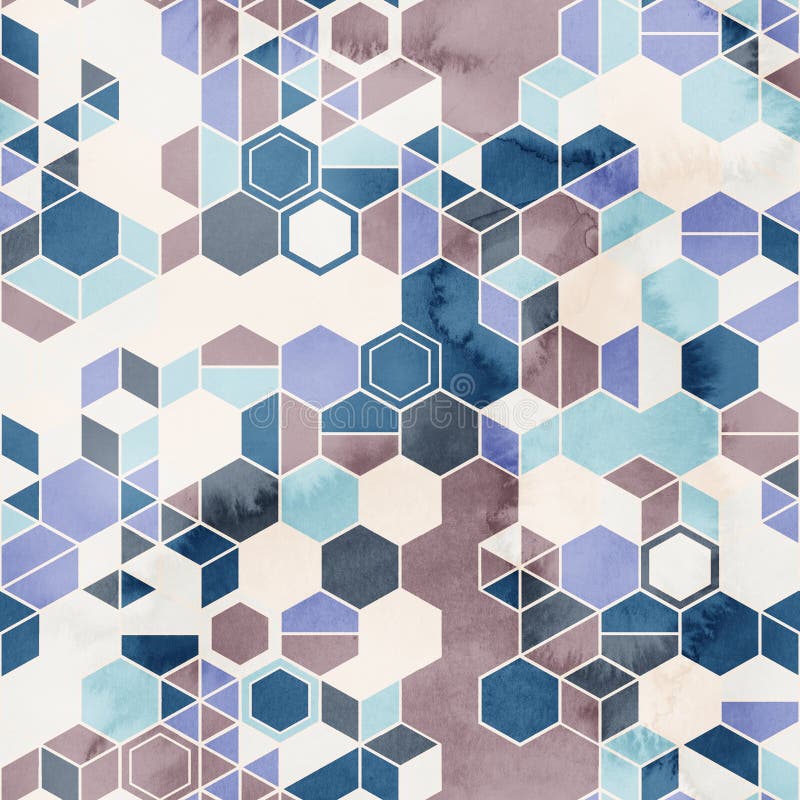 Seamless Pattern of Hexagons in Random Colors in Watercolor Stock Photo ...