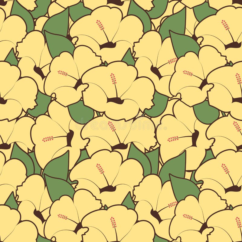 Seamless Pattern of Hibiscus Flowers. Floral Background Stock ...
