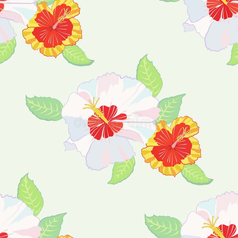 Seamless Pattern with Hibiscus-05 Stock Vector - Illustration of vector ...