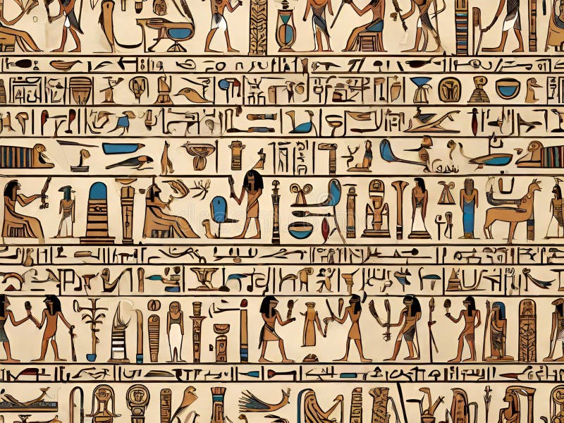 Seamless Pattern with Hieroglyphs, Script, Egyptian Illustration Stock ...