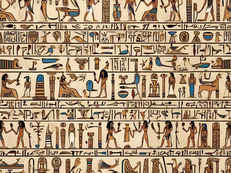 Seamless Pattern with Hieroglyphs, Script, Egyptian Illustration Stock ...