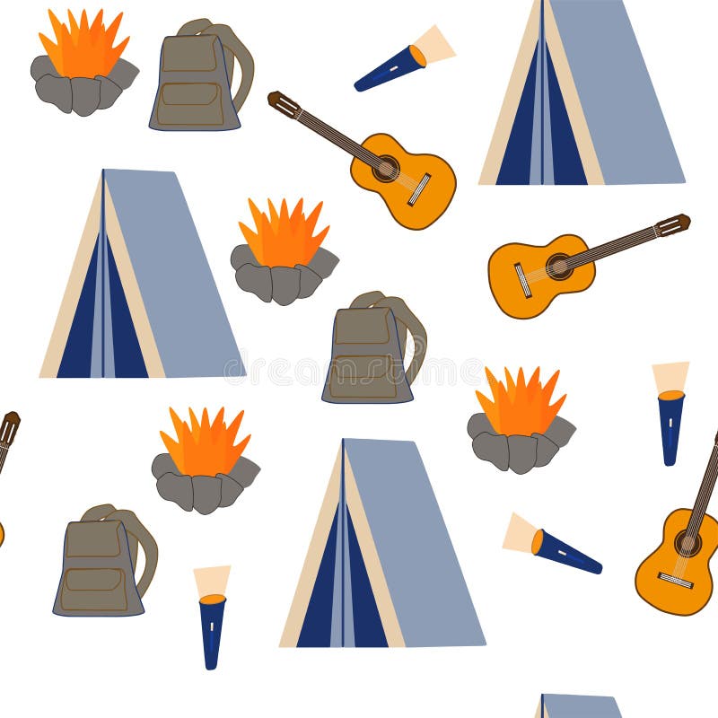 Seamless Pattern Hiking for a Background Stock Vector - Illustration of ...