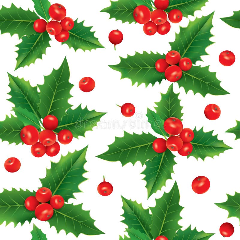 Seamless Pattern of Holly Berries Stock Vector - Illustration of ...