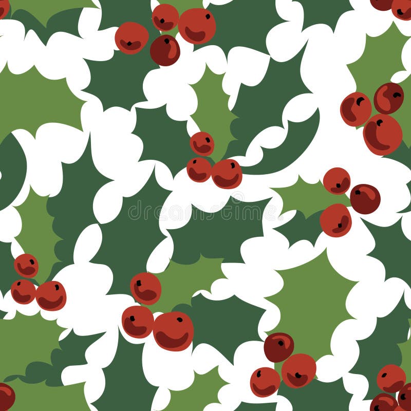 Seamless Pattern of Holly Branches. Decorative Element with Holly Tree ...
