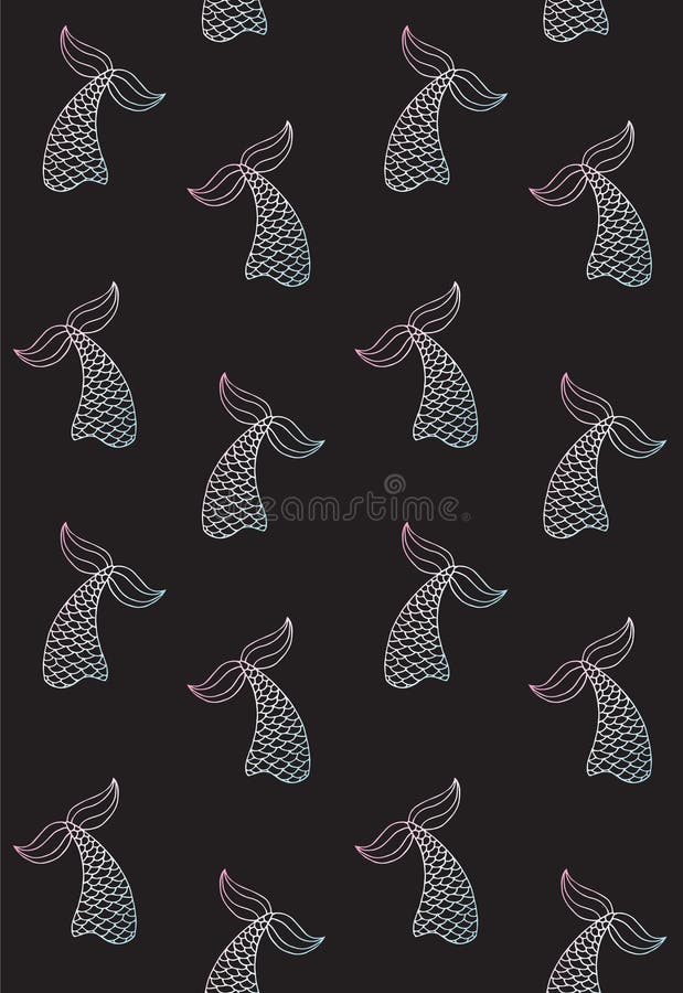 Sketch of a Mermaid Back View Stock Vector - Illustration of hand ...