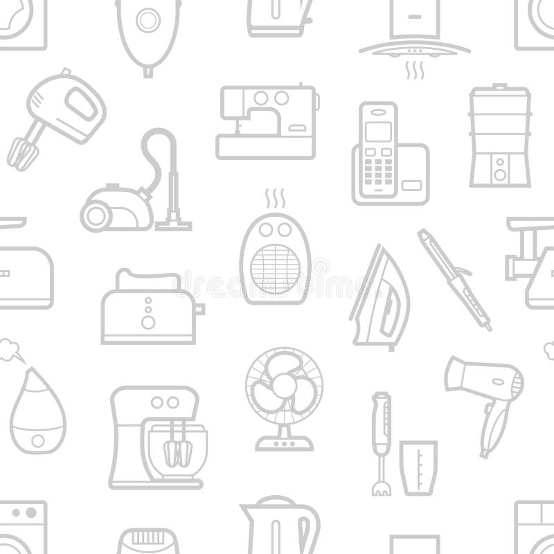 Seamless Pattern of Home Appliances Icons Stock Vector - Illustration ...