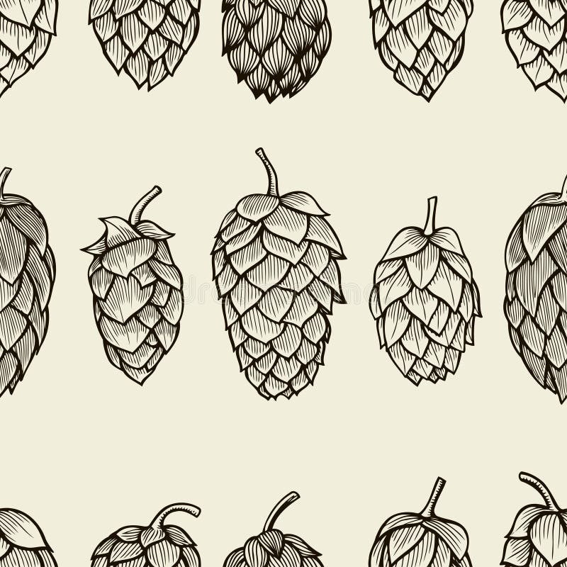 Seamless Pattern with Hops. Stock Vector - Illustration of food ...