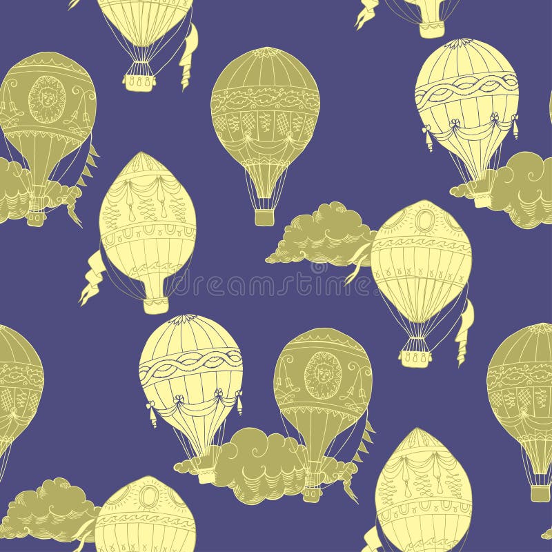 Seamless Pattern with Hot Air Balloons Stock Vector - Illustration of ...