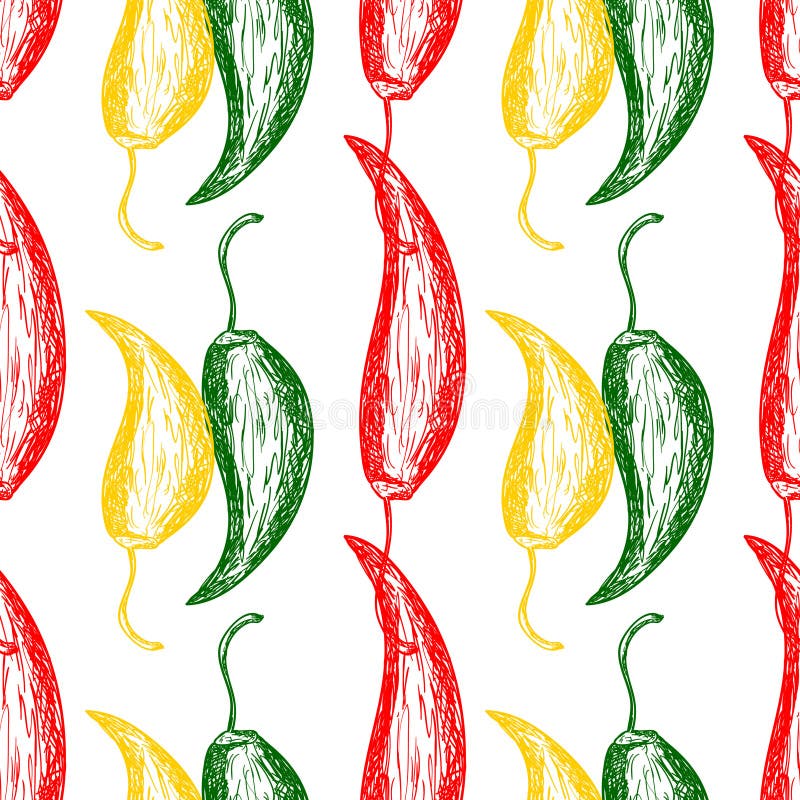 Seamless Pattern with Hot Chilli Pepper Stock Vector - Illustration of ...