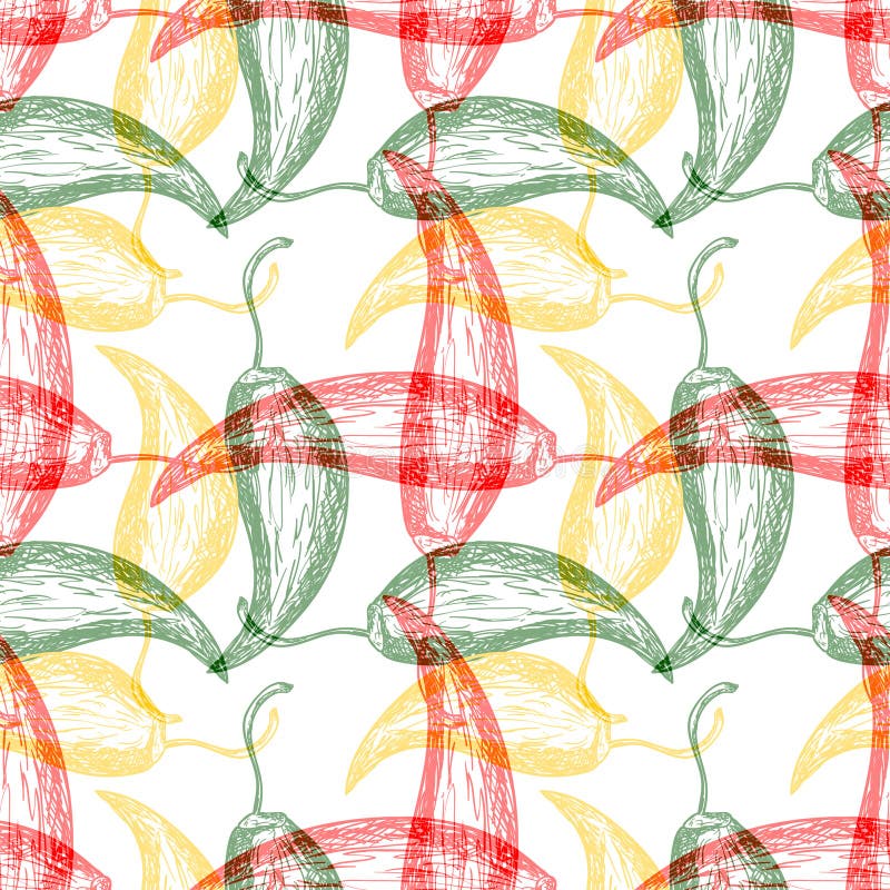Seamless Pattern with Hot Chilli Pepper Stock Vector - Illustration of ...