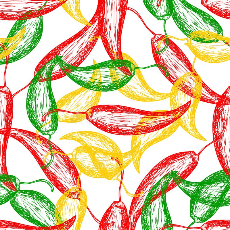 Seamless Pattern with Hot Chilli Pepper Stock Vector - Illustration of ...