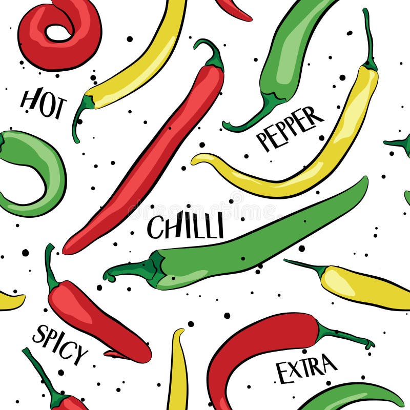 Seamless Pattern of Hot Chilli Peppers. Editorial Stock Image ...