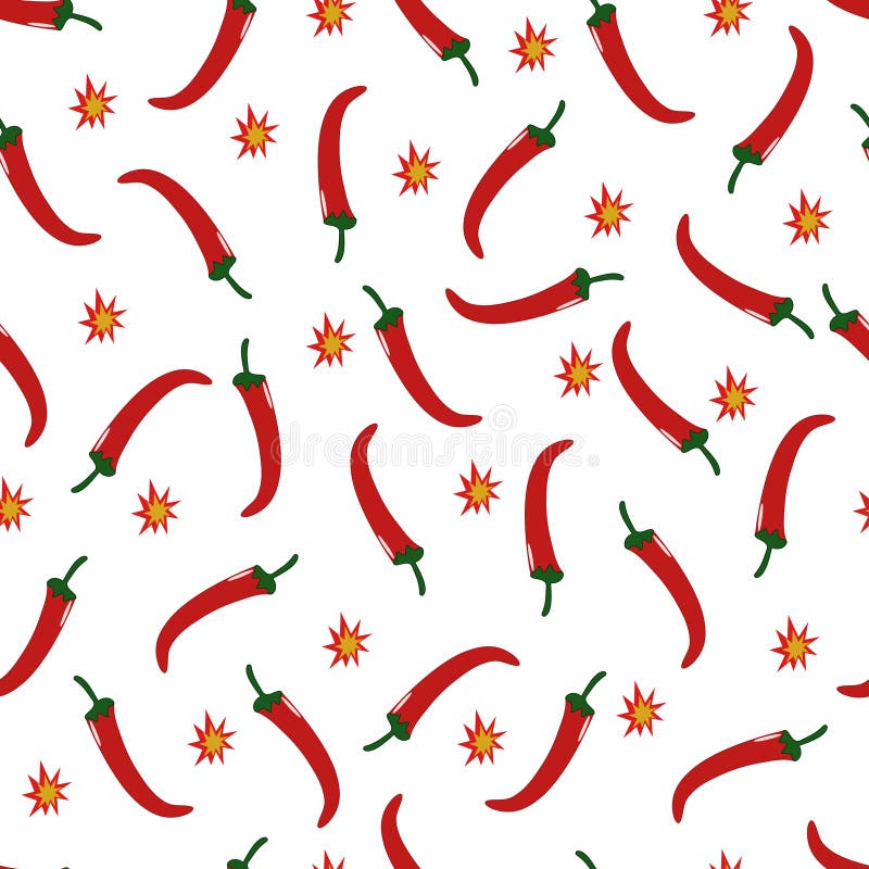 Seamless Pattern of Hot Chilli Peppers. Vector Illustration Stock ...