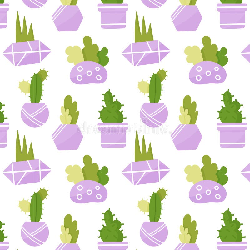 Seamless Pattern of House Plants in Color Pots Stock Vector ...