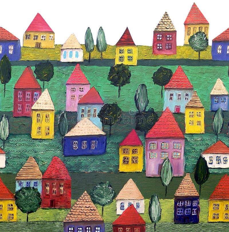 Seamless Pattern, a Housing Estate. Stock Illustration - Illustration ...