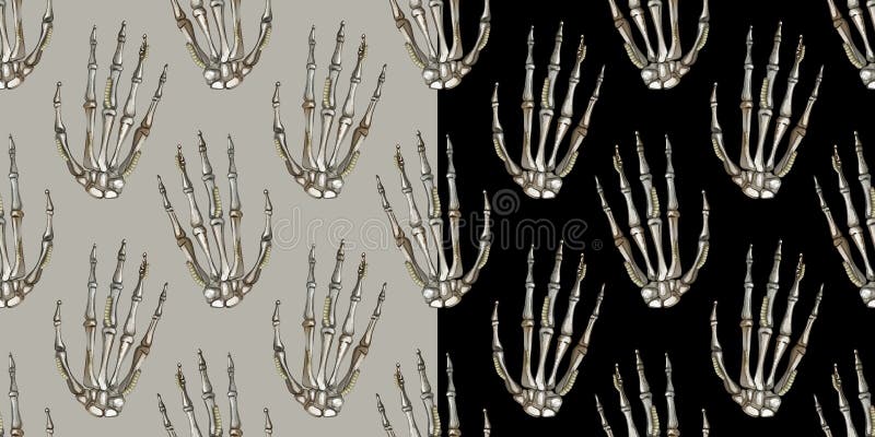 Seamless Pattern of Human Bones. Hand Bone. the Day of the Dead Stock ...