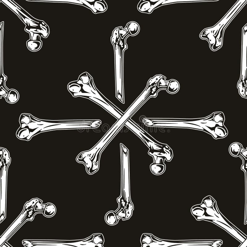 Seamless Pattern With Human Bones. Helloween Vector Illustration ...