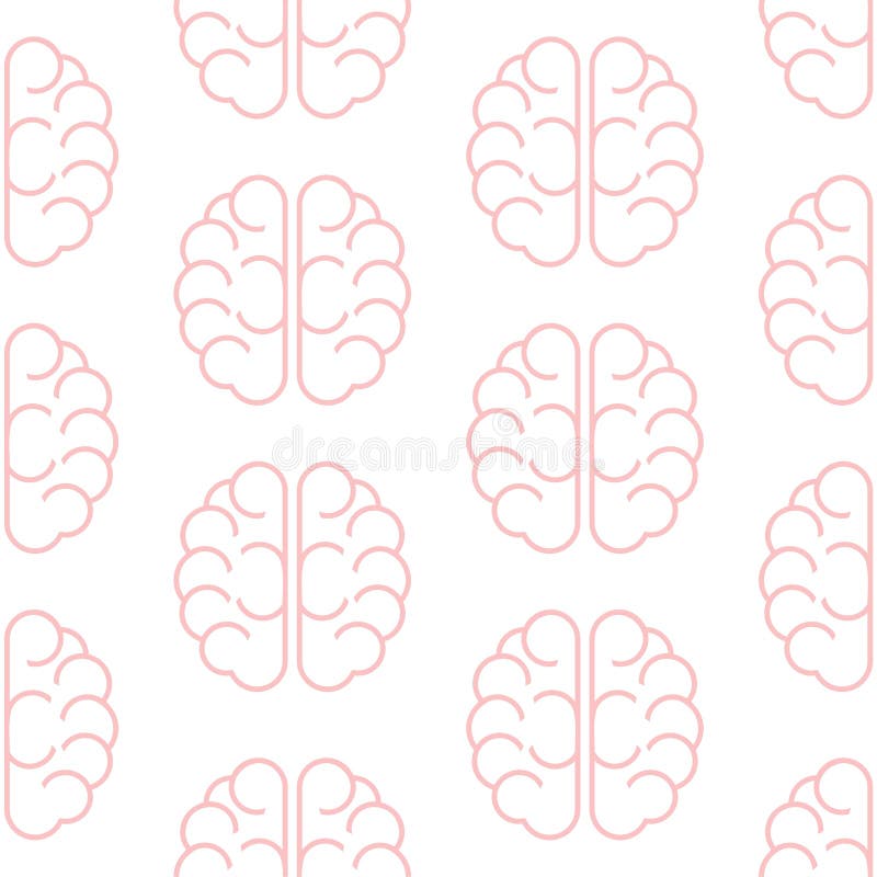 Seamless Pattern of Human Brain Isolated on White Stock Vector ...
