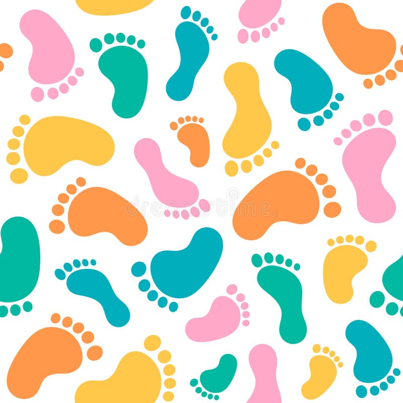 Seamless Pattern with Human Footprints. People Feet Symbol Vector ...