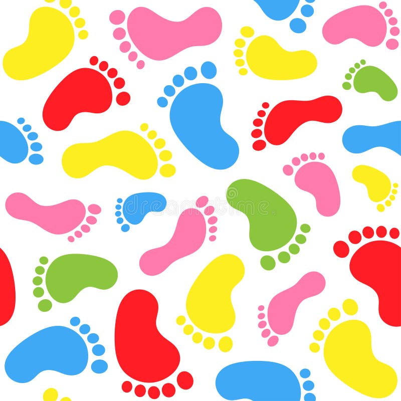 Seamless Pattern with Human Footprints. People Feet Symbol Vector ...