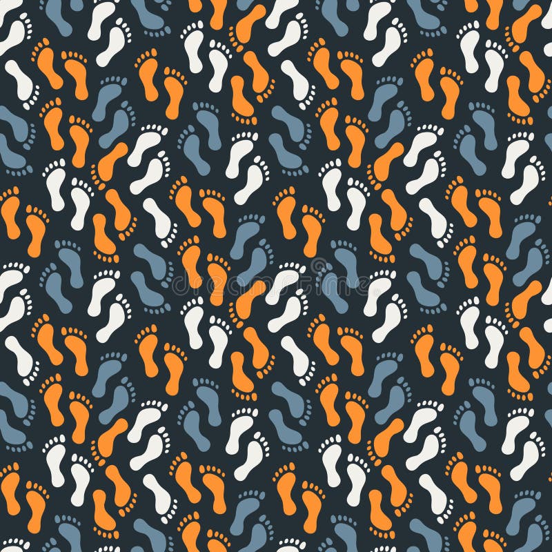 Abstract Seamless Pattern With Colorful Traces Of Human Feet. Footprint ...
