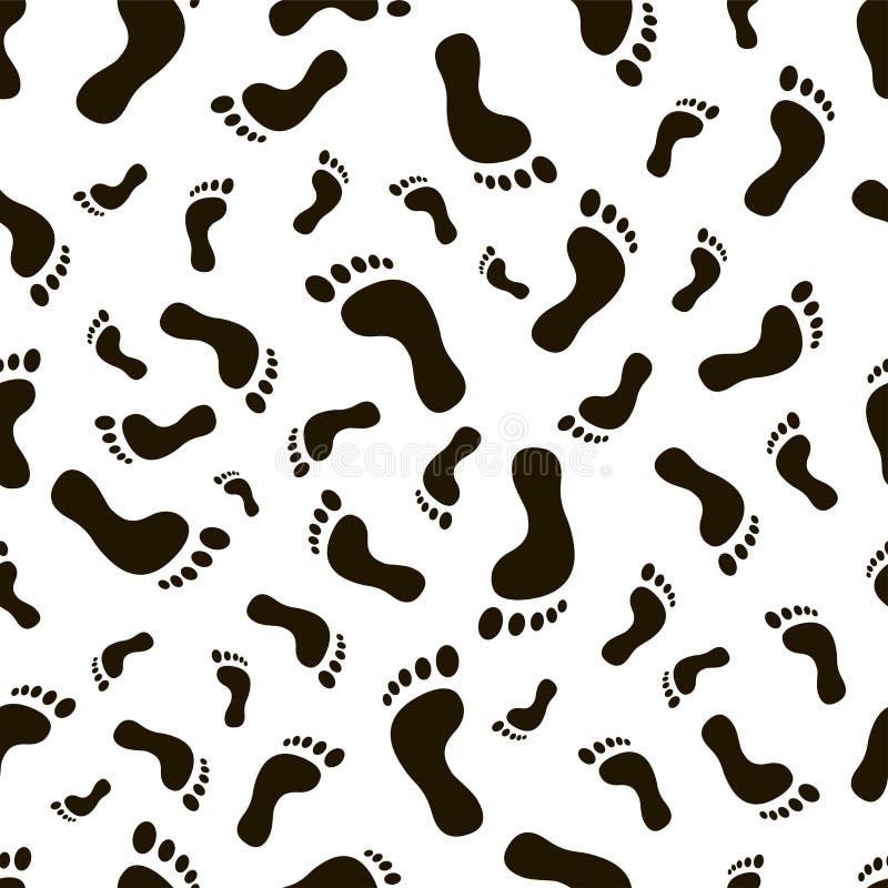 Seamless Pattern Human Footprints on White Background Stock Vector ...