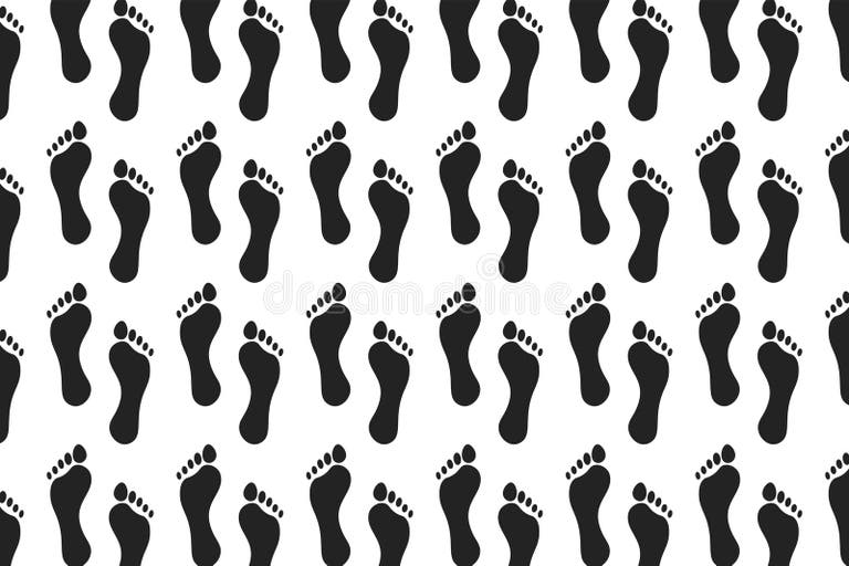 Seamless Pattern of Human Footprints on a White Background Stock ...