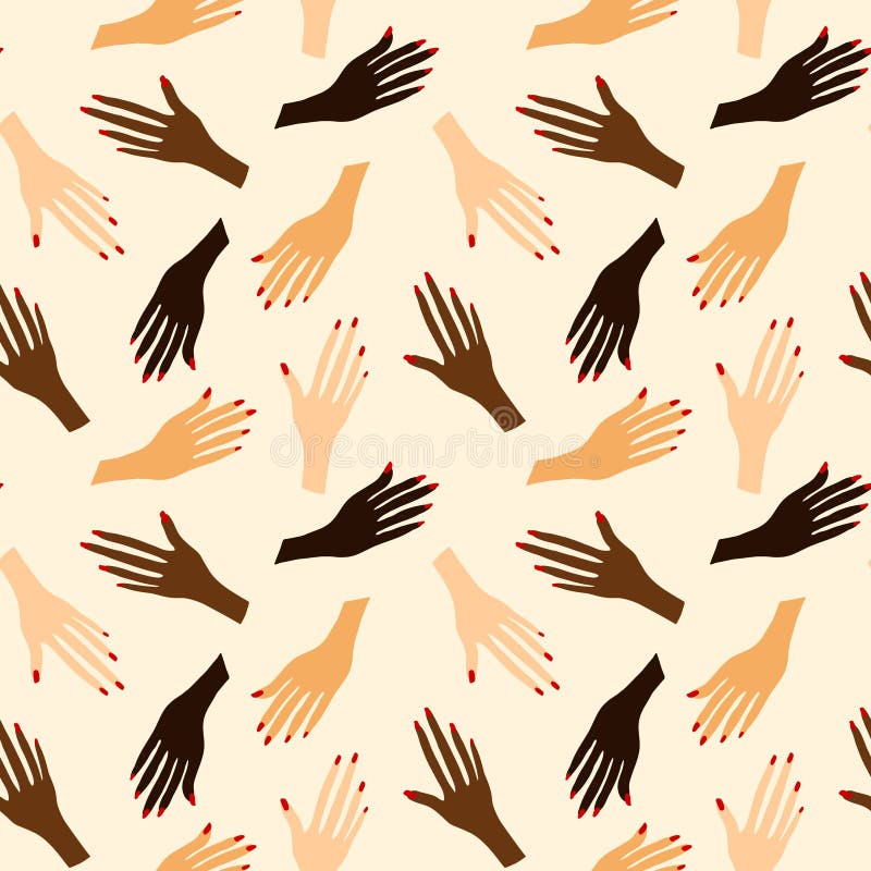 Seamless Pattern with Human Hands. Stock Vector - Illustration of ...