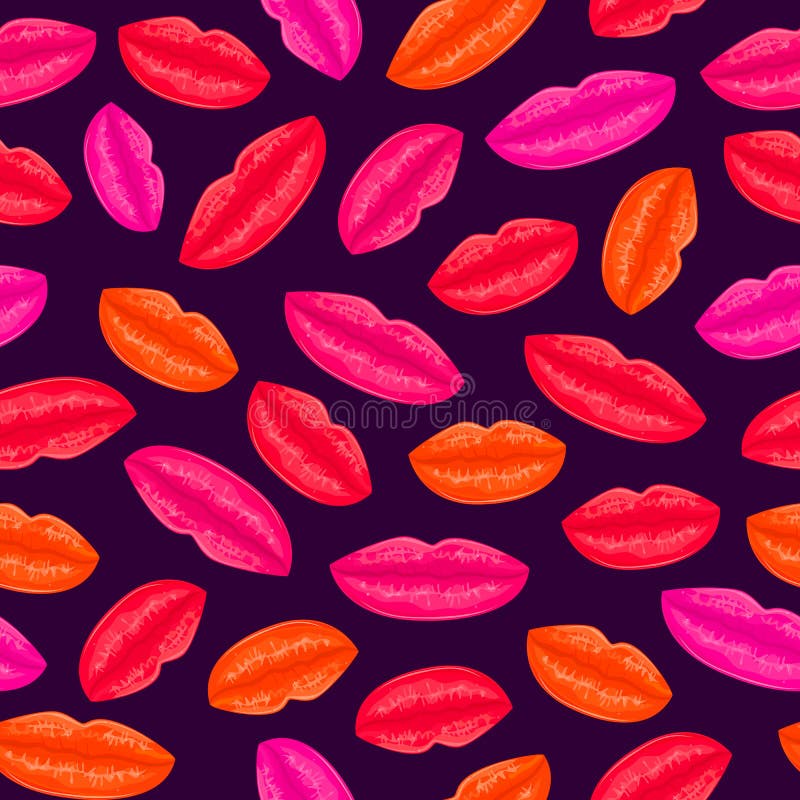 Seamless Pattern with Human Lips Stock Vector - Illustration of female ...