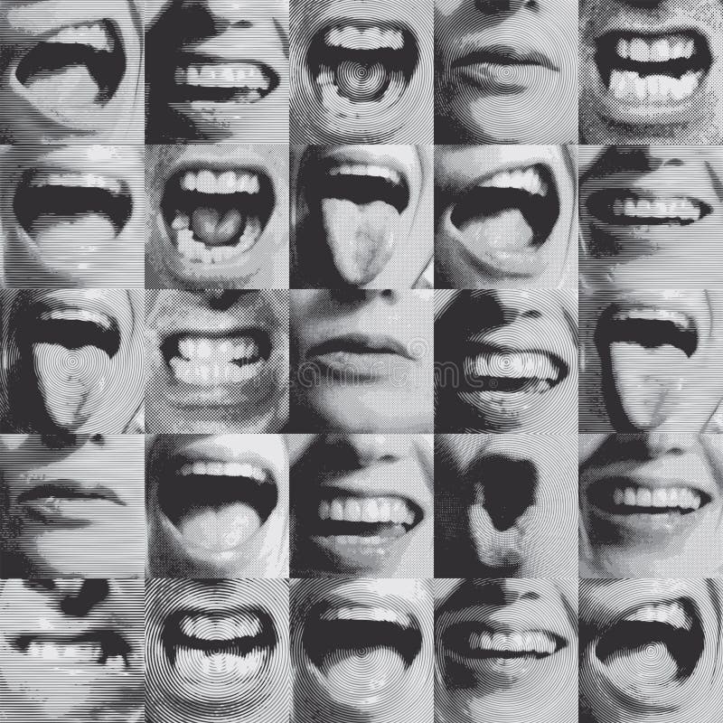 Seamless Pattern with Human Mouths and Lips Stock Image - Image of ...