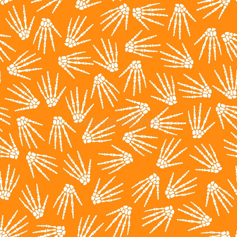 Seamless Pattern with Human Skeleton Hand Stock Vector - Illustration ...