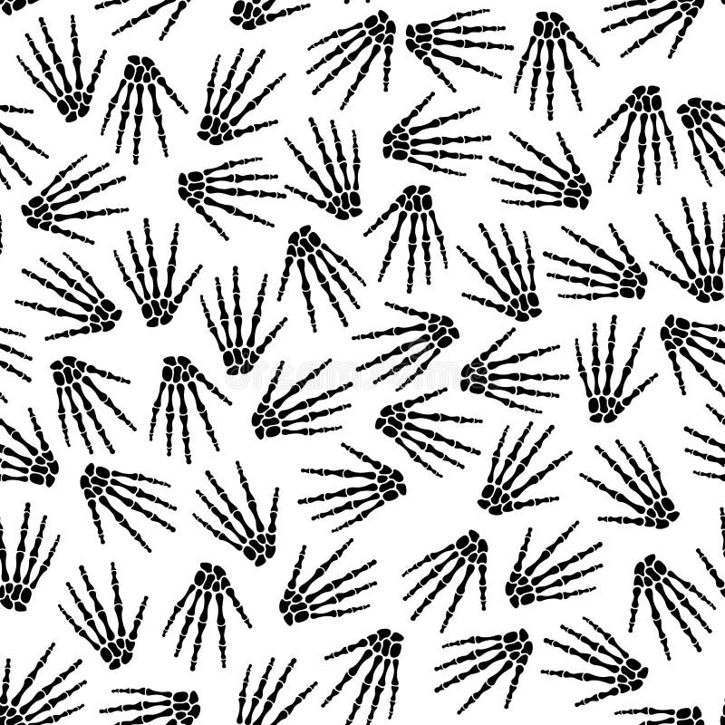 Seamless Pattern with Human Skeleton Hand Stock Vector - Illustration ...