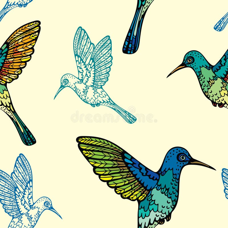 Seamless Pattern with Hummingbirds. Stock Illustration - Illustration ...