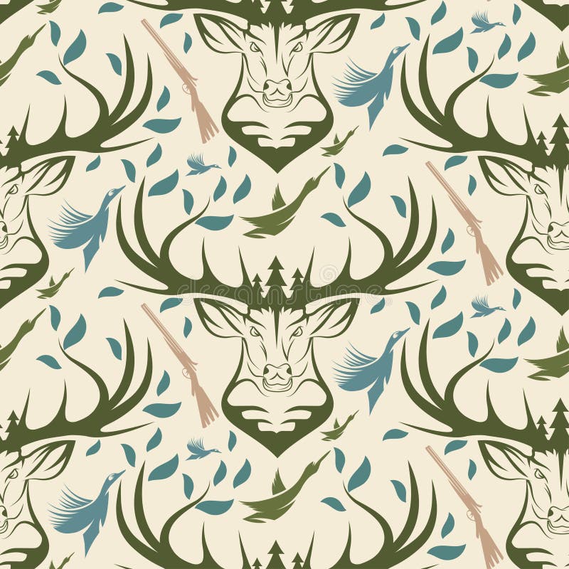 Seamless Pattern for Hunting Theme. Stock Vector - Illustration of ...