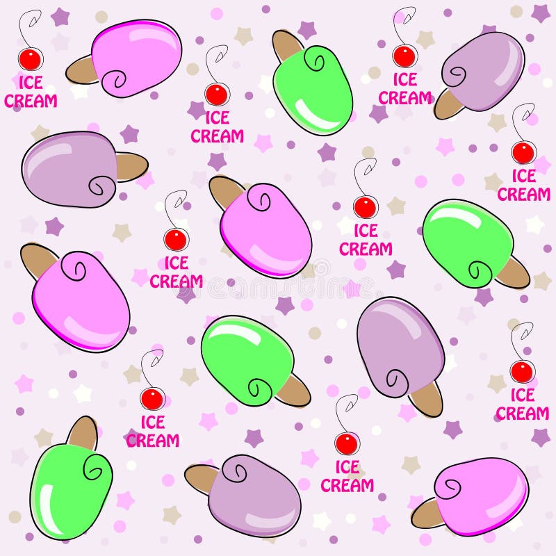 Seamless Pattern with Ice Cream Stock Vector - Illustration of food ...