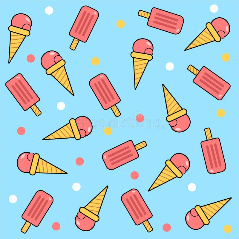 Seamless Pattern with Ice Cream on a Blue Background. Bright Packaging ...