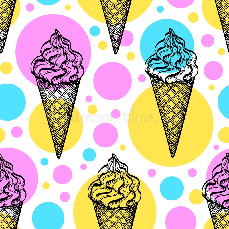 Seamless Pattern With Ice Cream Stock Vector Illustration Of Tasty
