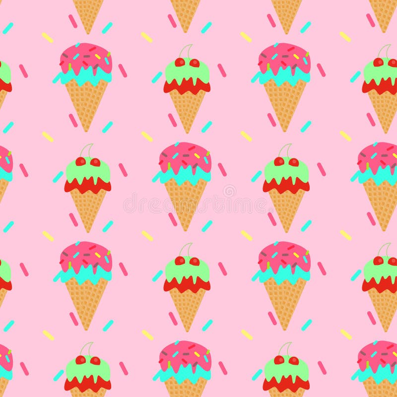 Seamless Pattern Of Ice Cream Cones Vector Stock Vector Illustration