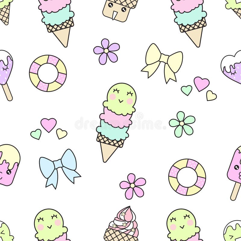 Seamless Pattern Ice Cream stock vector. Illustration of face - 252185128
